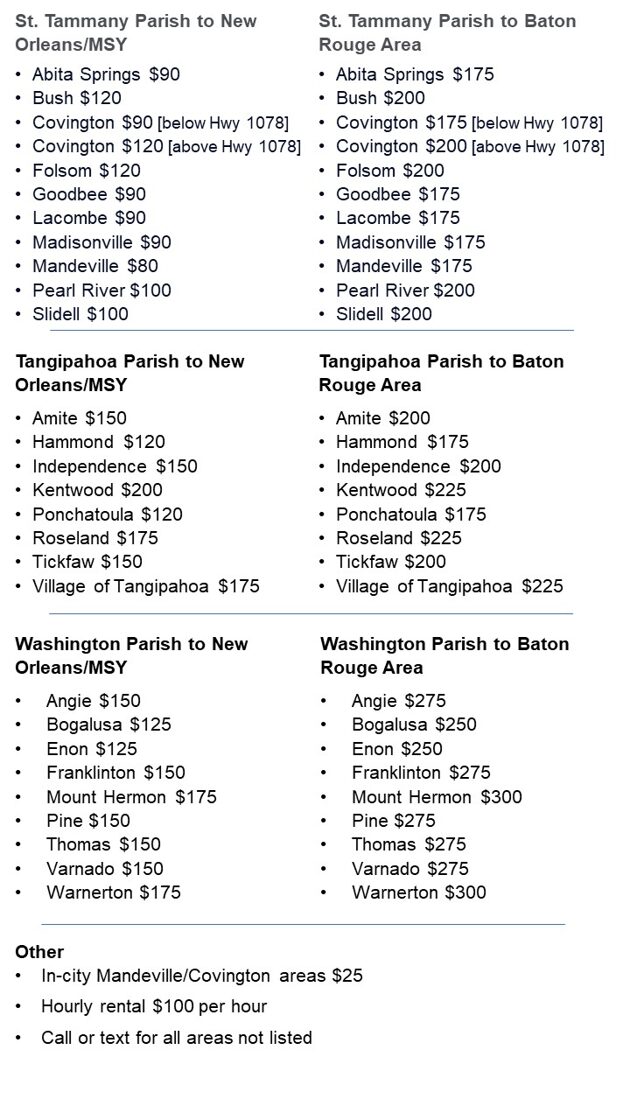 Northlake Passenger Transportation, LLC - Rates